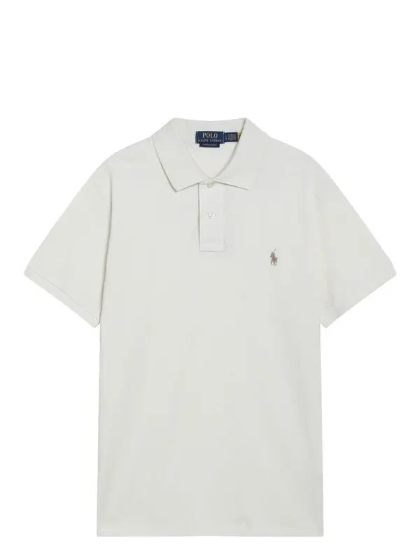 Polo Ralph Lauren Cream Colored Cotton Custom Slim Fit Polo Shirt - White