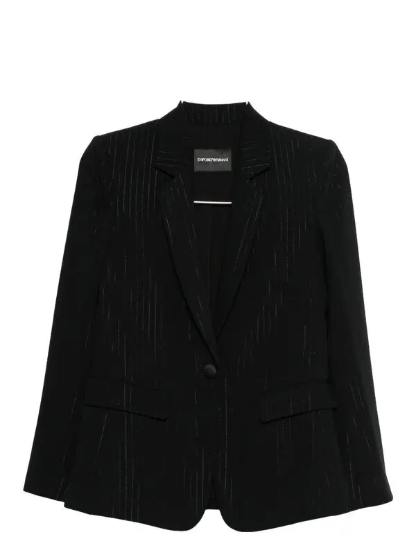 Emporio Armani Pinstripe Single-breasted Blazer - Black