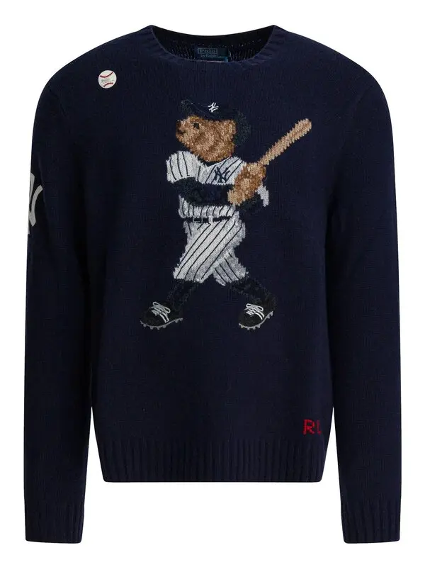 Polo Ralph Lauren Yankees Bear Crewneck Sweater - Blue