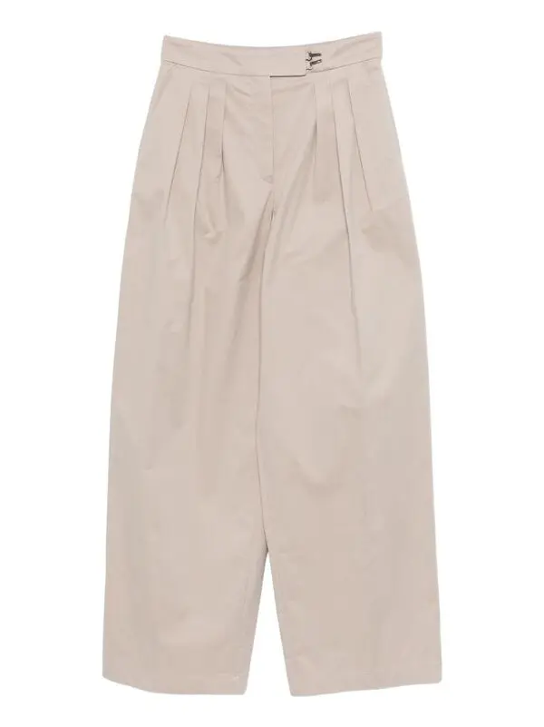 Emporio Armani Cotton Wide-leg Pants - Beige