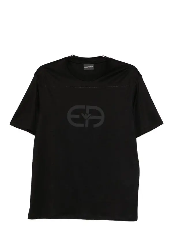 Emporio Armani Logo Cotton T Shirt - Black
