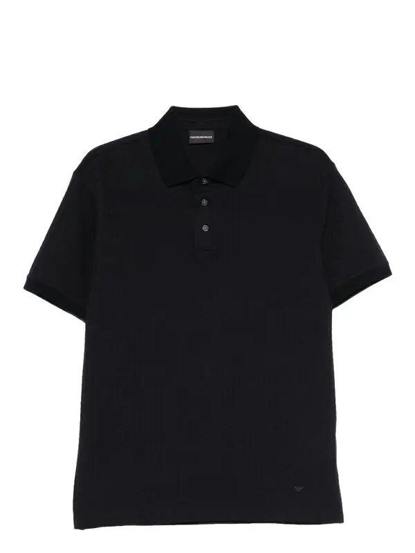 Emporio Armani Logo Cotton Polo Shirt - Blue
