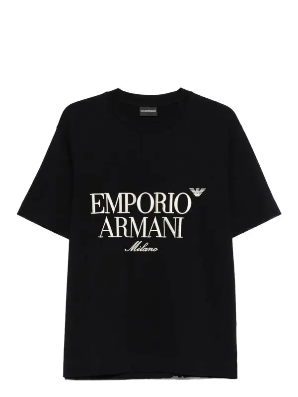Emporio Armani Logo Cotton T Shirt - Blue