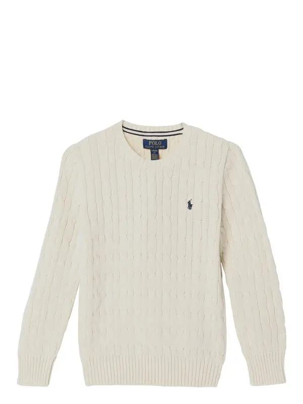 Polo Ralph Lauren Cable Knit Crewneck Sweater - White