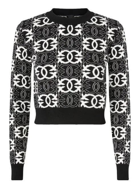 Pinko Jacquard Cropped Top - Nero/bianco