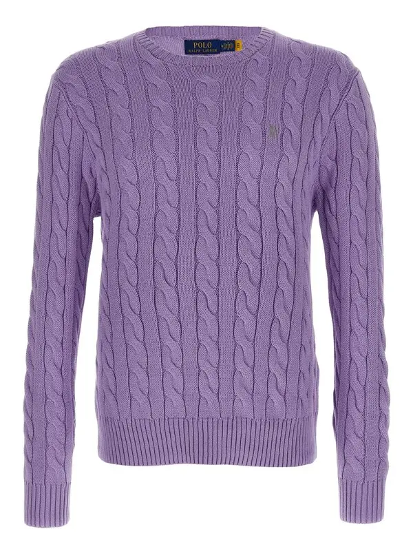 Polo Ralph Lauren Cotton Braided Sweater - Purple