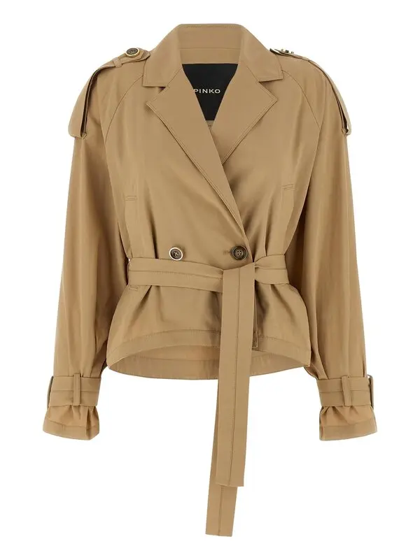 Pinko Tanya Short Trench Coat - Beige