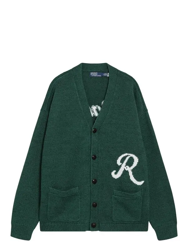 Polo Ralph Lauren Cotton-linen Cardigan With Intarsia Logos - Green
