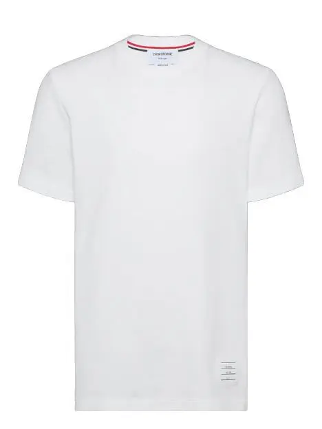 Thom Browne Short Sleeve Tee W/ Engineered Bar Stripe In Classic Pique - White