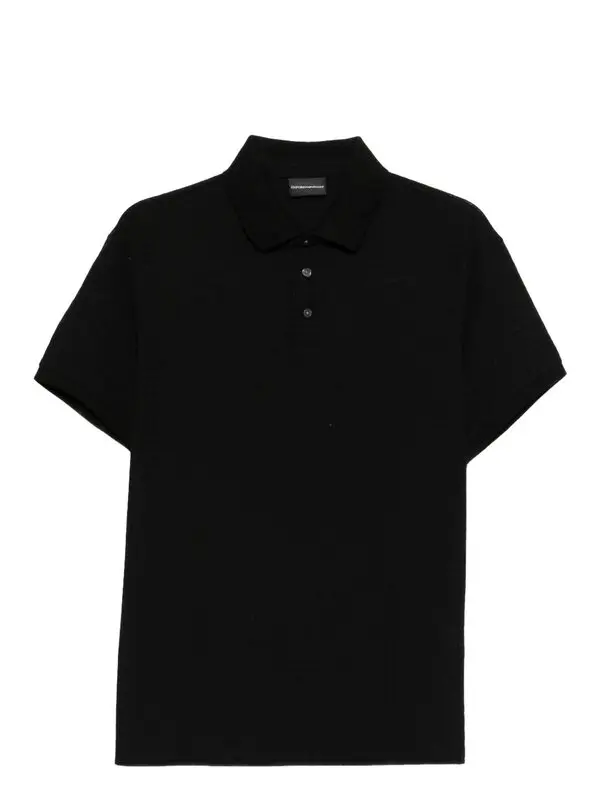 Emporio Armani Logo Cotton Polo Shirt - Black