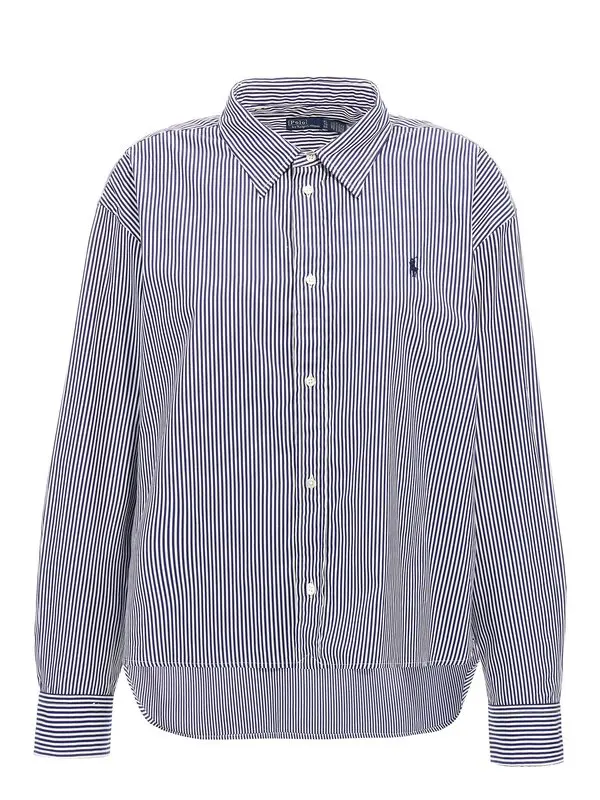 Polo Ralph Lauren Striped Shirt With Logo - Blue