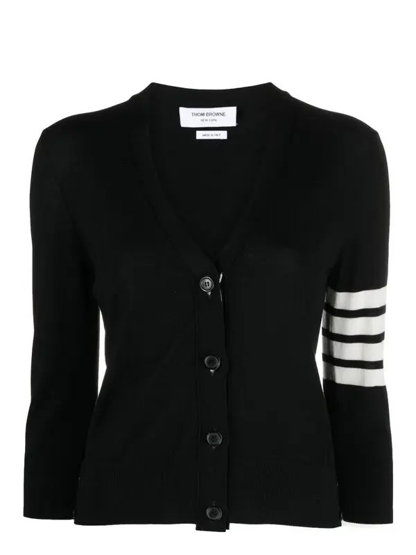 Thom Browne Relaxed-fit Merino Wool Cardigan With 4-bar Stripe - Black