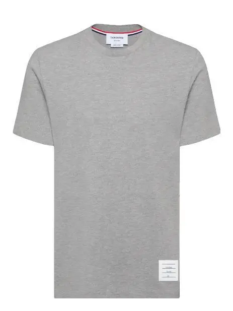 Thom Browne Short Sleeve Tee W/ Engineered Bar Stripe In Classic Pique - Lt Grey