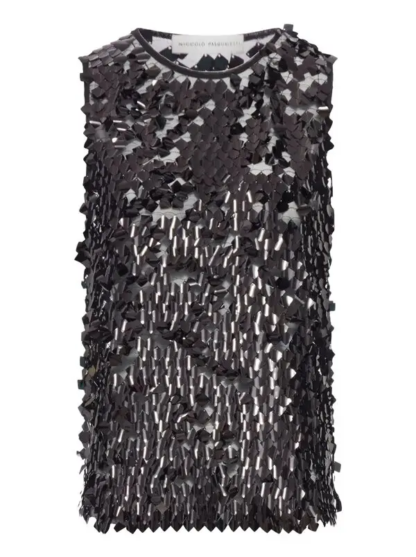 NICCOLO PASQUALETTI Sequin Embellished Tank Top - Black