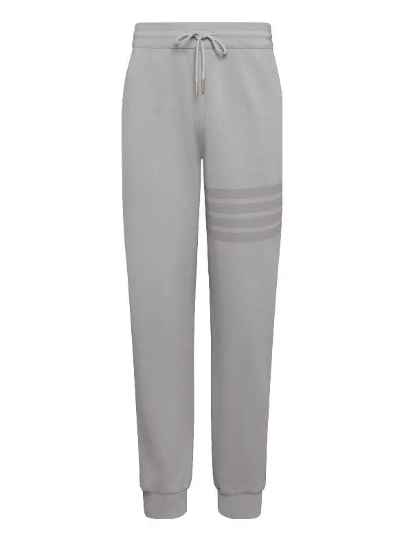 Thom Browne Sweatpants W/ Overdyed Bar In Solid Loopback - Lt Grey