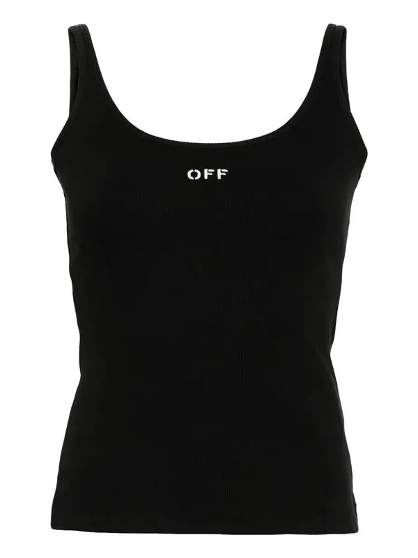 Off White Off Stamp Rib Tank Top - Black White