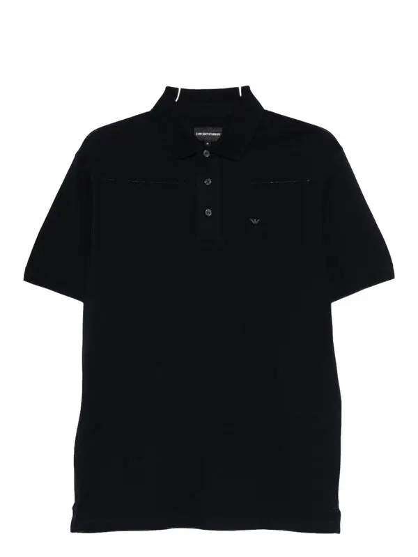 Emporio Armani Logo Cotton Polo Shirt - Blue