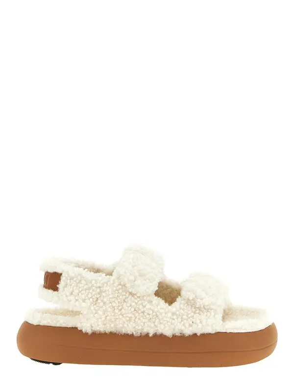 Moon Boot Shearling Sandals - White