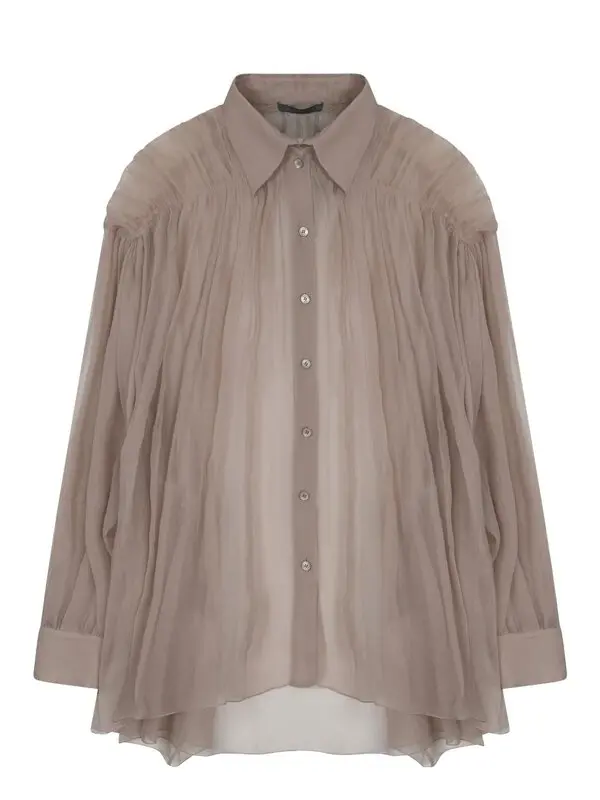 Alberta Ferretti Plissé Shirt - Beige