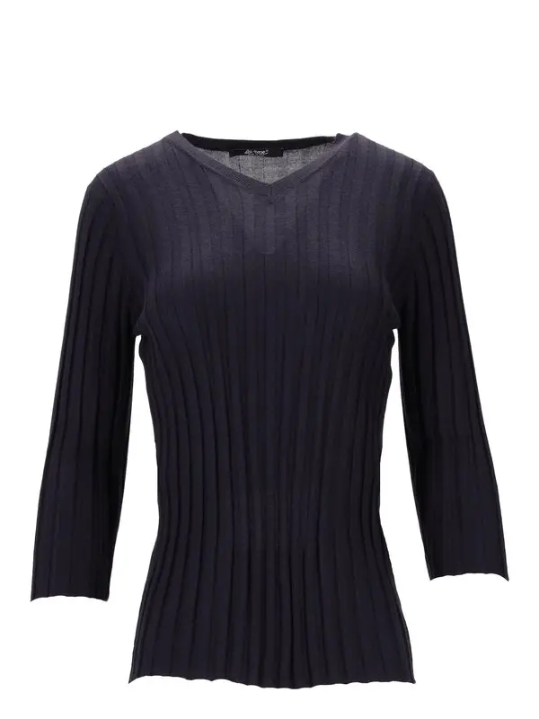 LA ROSE Cashmere And Silk Knit Top - Blu Scuro