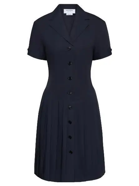 Thom Browne Bermuda-length Pleated Shirtdress - Navy