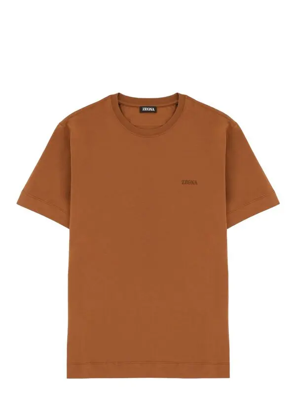 Zegna T Shirt With Logo - Brown