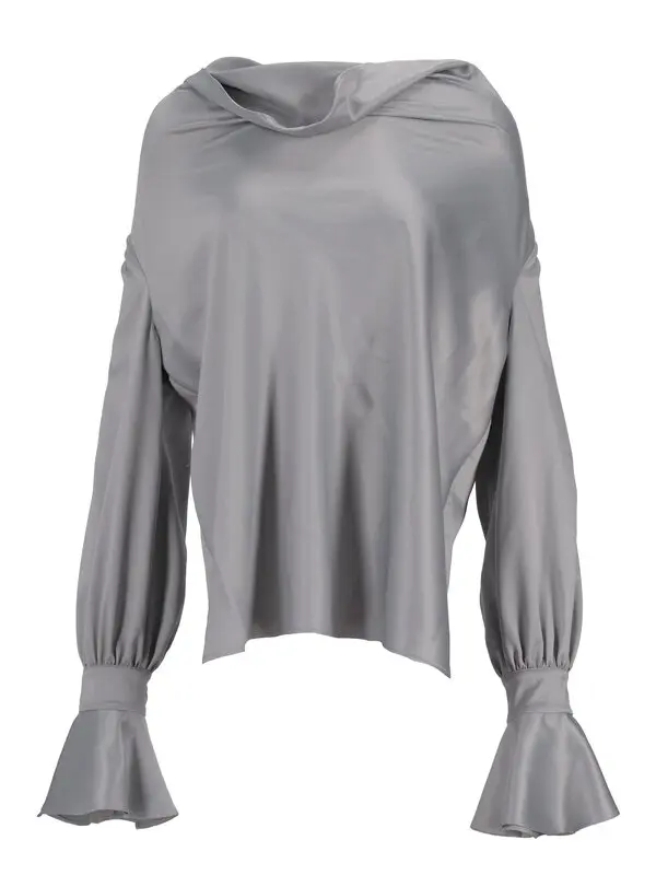 Pinko Crepe Satin Blouse - Grigio-monumento Gr.