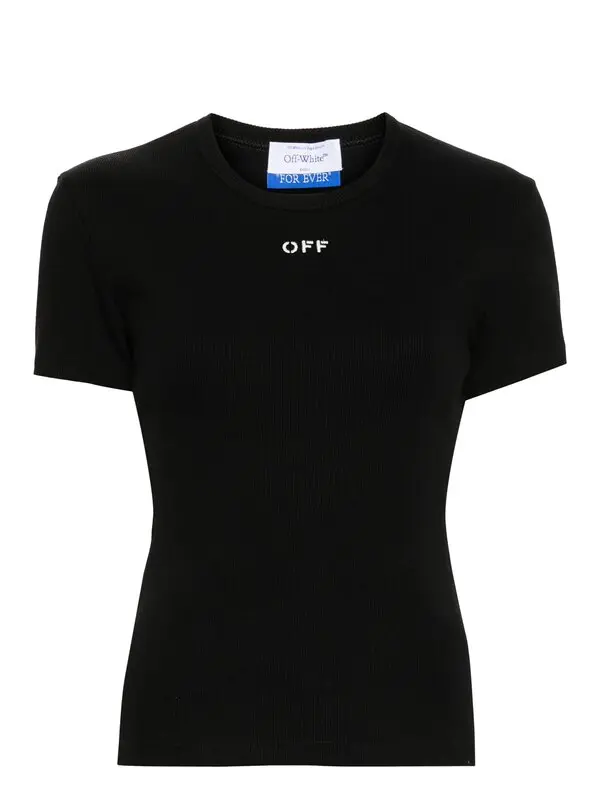 Off White Off Stamp Rib Basic Tee - Black White
