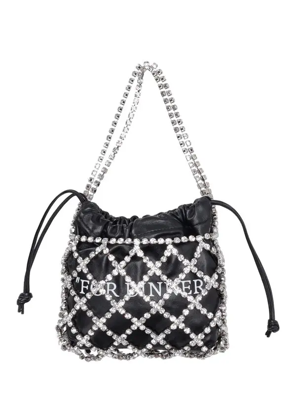 Off White Drawstring Evening Bag - Black - White