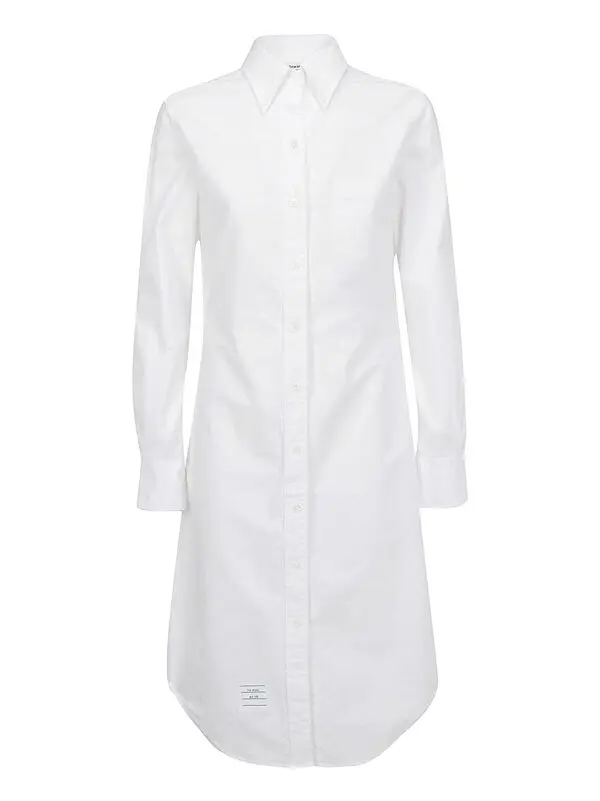 Thom Browne Classic Long Sleeve Oxford Shirt Dress - White