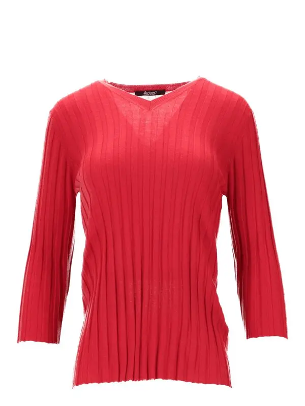 LA ROSE Cashmere And Silk Top - Rosso Fuoco