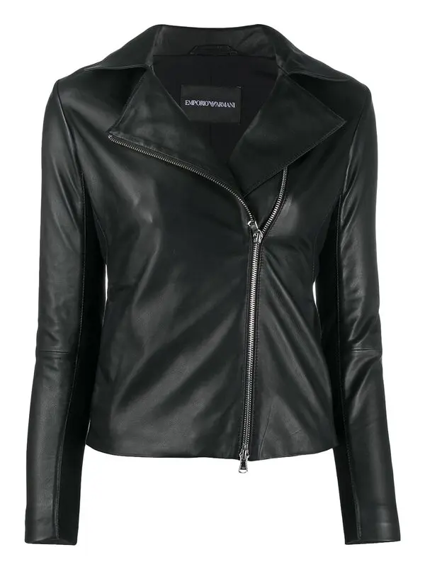Emporio Armani Leather Biker Jacket - Black