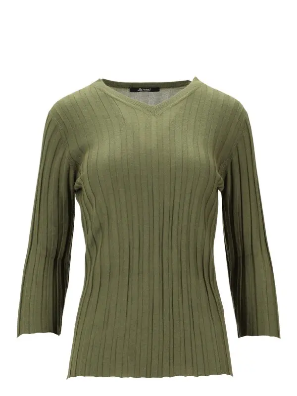 LA ROSE Cashmere And Silk Blend Top - Verde Militare