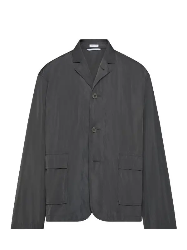 Thom Browne Packable Sport Coat With Flap Pockets And Logo Print - Dark Grey