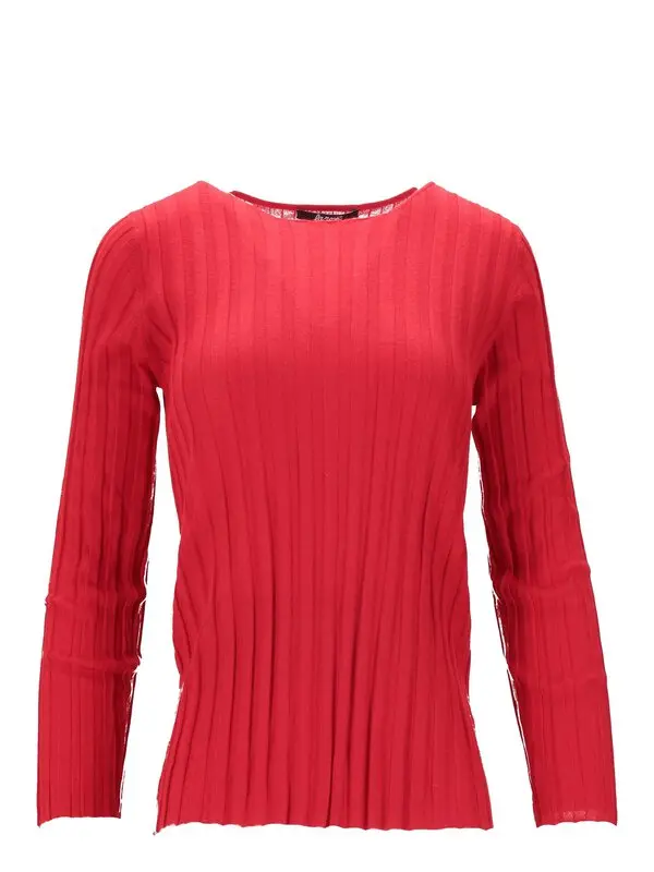 LA ROSE Crewneck Cashmere-silk Top - Rosso Fuoco