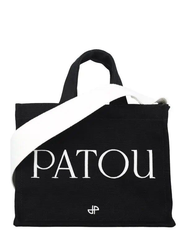Patou Small Canvas Tote Bag - Black