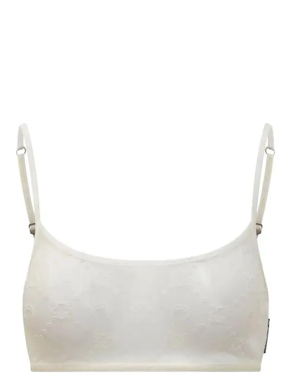 MARINE SERRE Recycled Mesh Flock Bralette - Off White