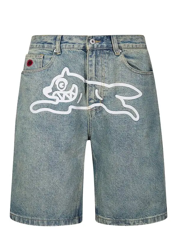 ICECREAM Running Dog Denim Shorts - Blue