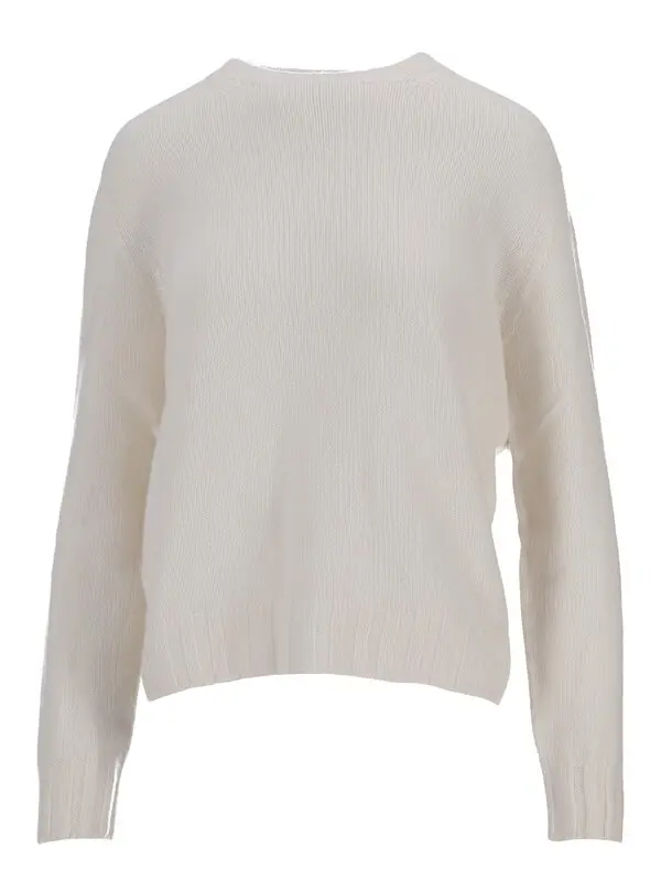LA ROSE Round Neck Long Sleeve Top - White