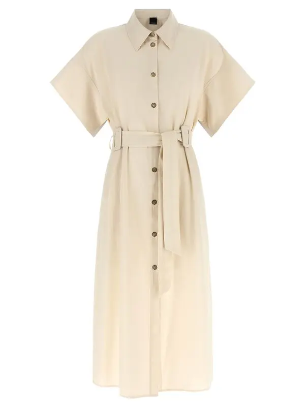 Pinko Cotton Midi Shirt Dress - Beige