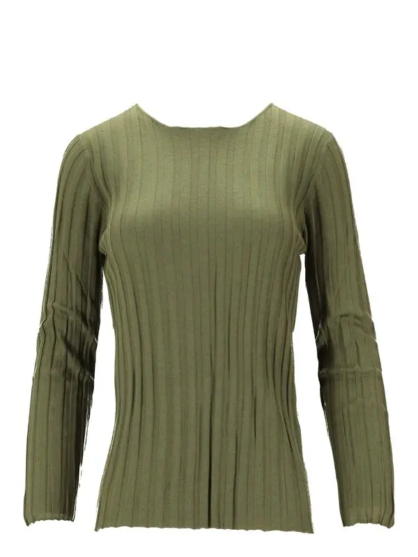 LA ROSE Cashmere And Silk Top - Verde Militare