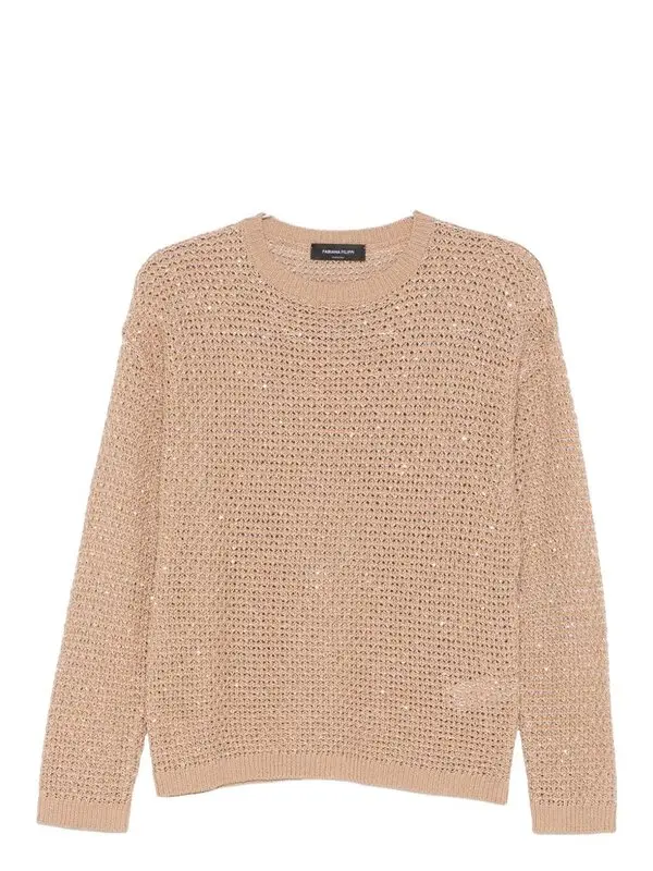 Fabiana Filippi Crewneck Long Sleeve Sweater - Beige