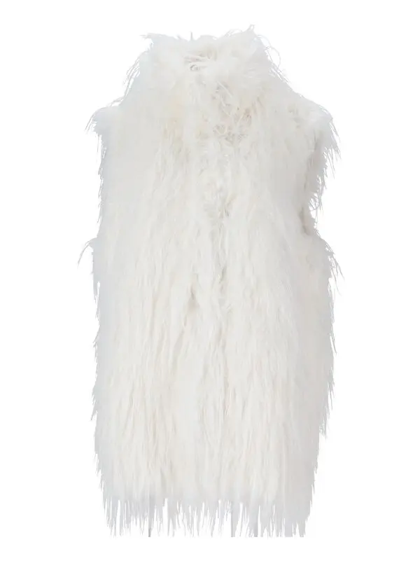 Pinko Neva Faux Fur Gilet - Bianco Seta