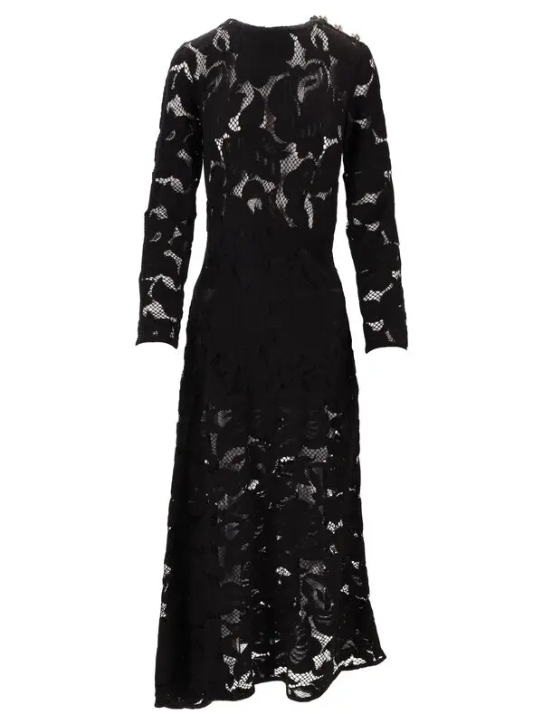 Patou Long Sleeves Lace Midi Dress - Black