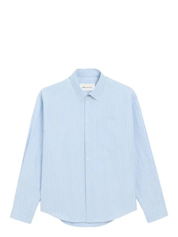 Ami Striped Cotton Shirt - Clear Blue