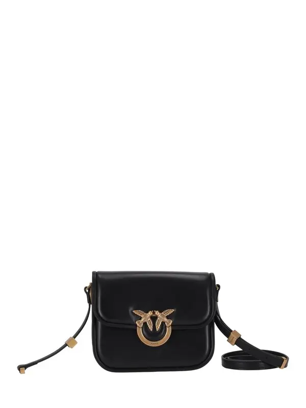 Pinko Love Box Bag Fl Mini Nappa + V - Nero-antique Gold