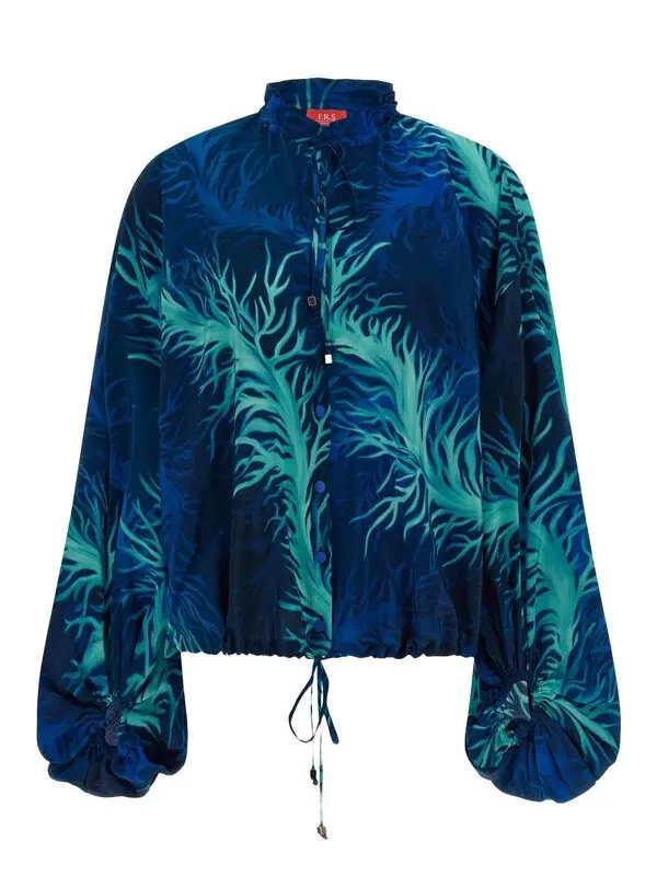 F.R.S FOR RESTLESS SLEEPERS Printed Silk Blouse - Blue