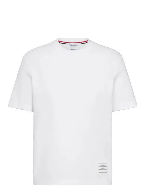 Thom Browne Short Sleeve Tee With Engineered 4-bar Stripe - White