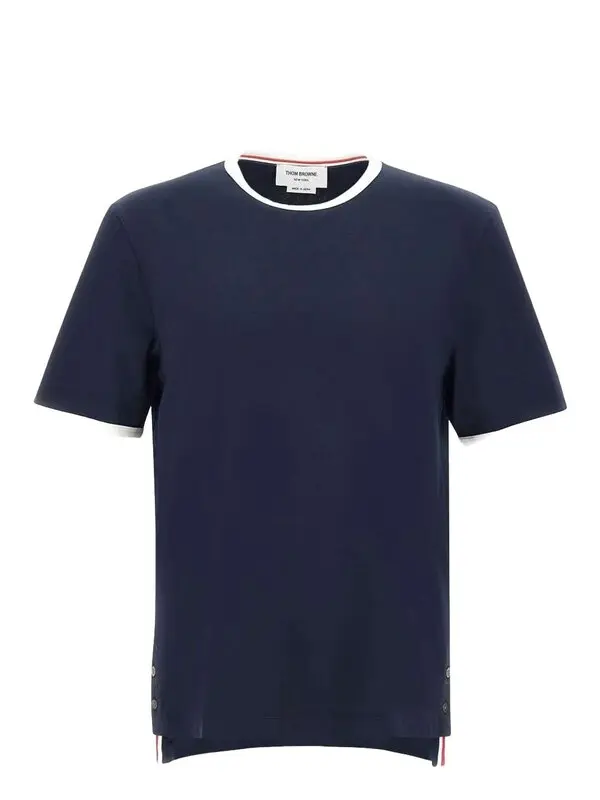 Thom Browne Ss Ringer Tee In Medium Weight Jersey - Navy