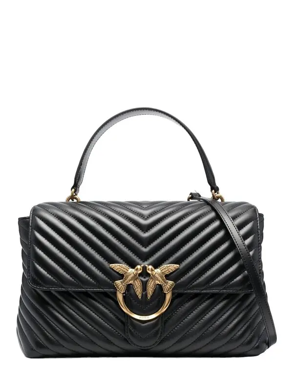 Pinko Big Lady Love Bag Puff Chevron - Nero-antique Gold